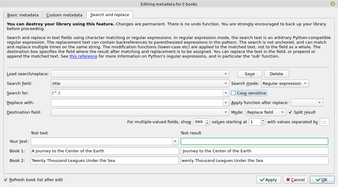 Using Regex To Prepend To Titles In Calibre Janusworx